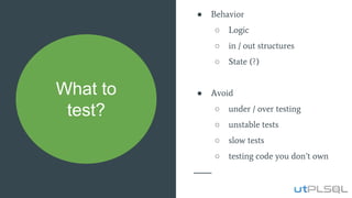 POUG Meetup 1st MArch 2019 - utPLSQL v3 - Testing Framework for PL/SQL ...
