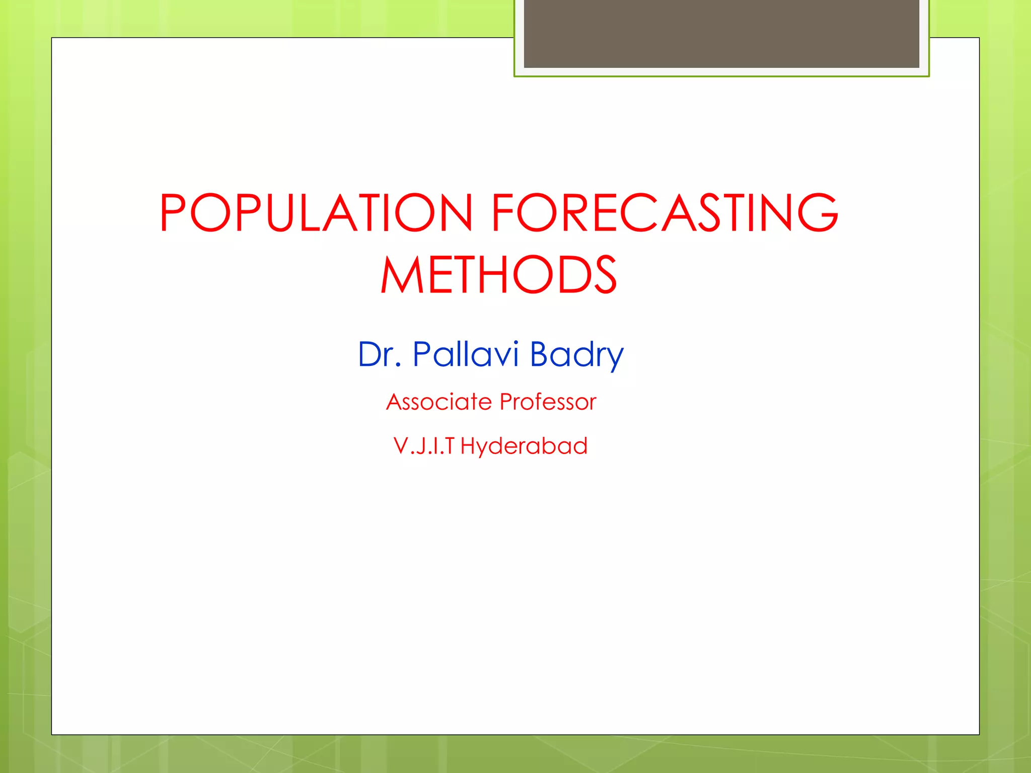 Poulation forecasting | PDF