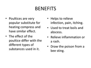 # Poultices, # Hydrotherapy treatment method | PPTX