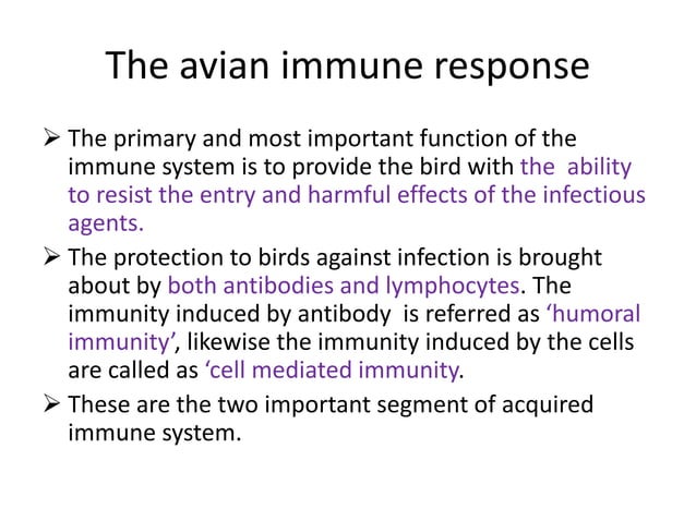 Poultry immune response | PPTX
