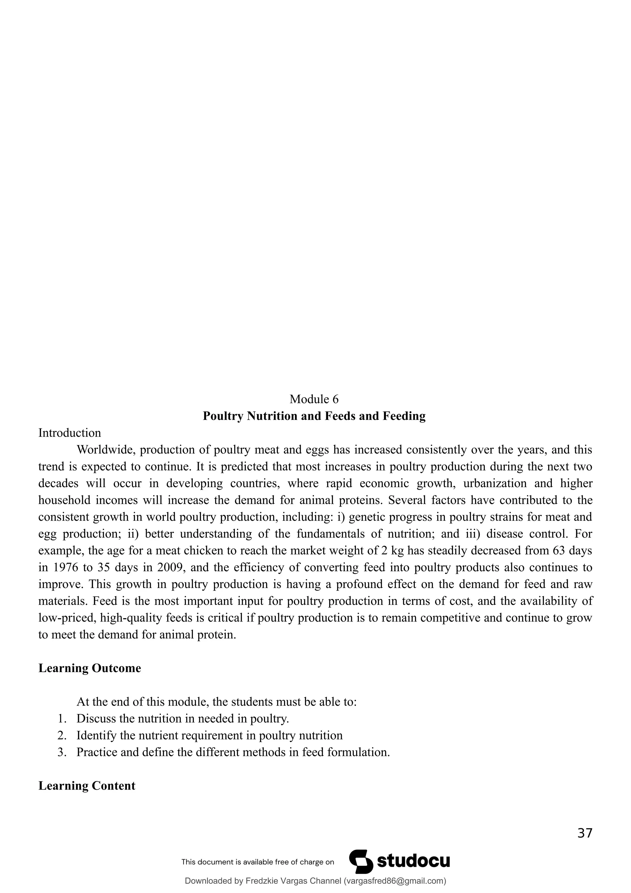 Poultry Production Management Module Final 1 Pdf