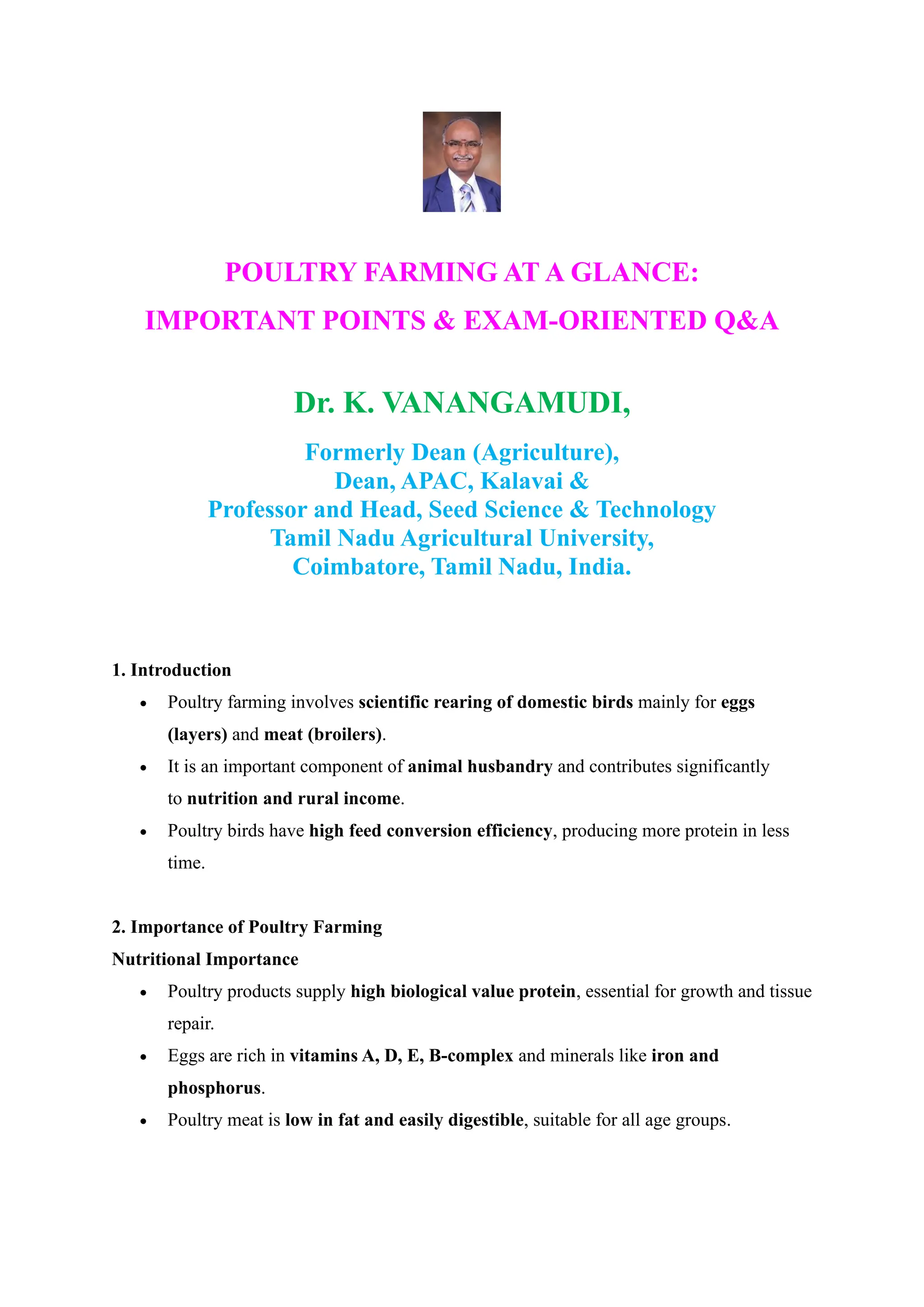POULTRY FARMING AT A GLANCE & EXAM ORIENTED Q & A.pdf