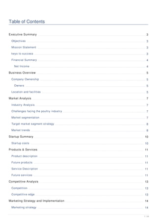 Poultry farming business plan example | PDF