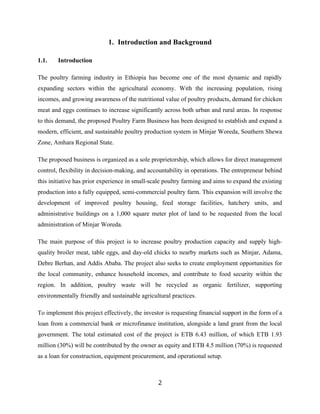 Poultry Farm Investment Proposal in Minjar Woreda, Southern Shewa Zone ...