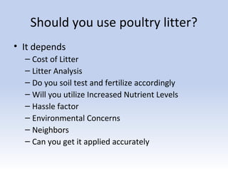 Poultry Litter as Fertilizer Source | PPT