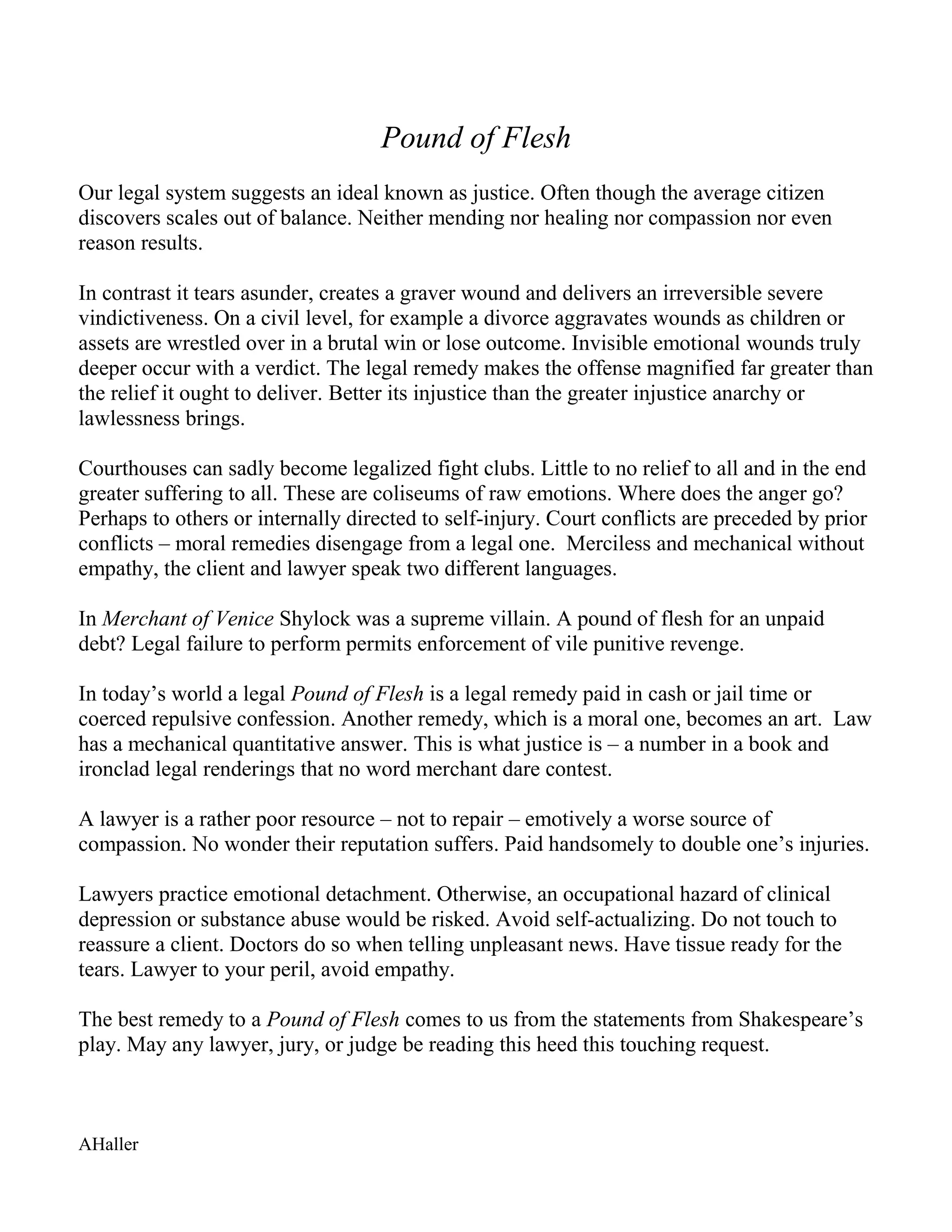 Pound of Flesh from Shakespeare Merchant of Venice | DOCX