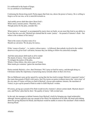 Pound of Flesh from Shakespeare Merchant of Venice | PDF