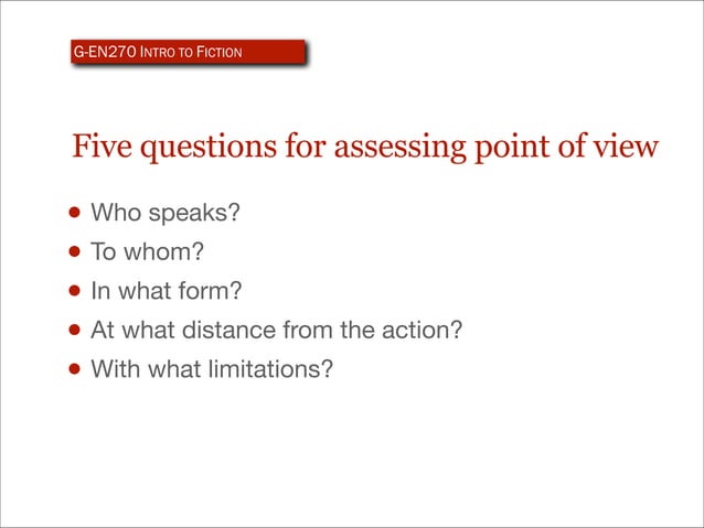 Elements of Fiction: Point of View | PDF