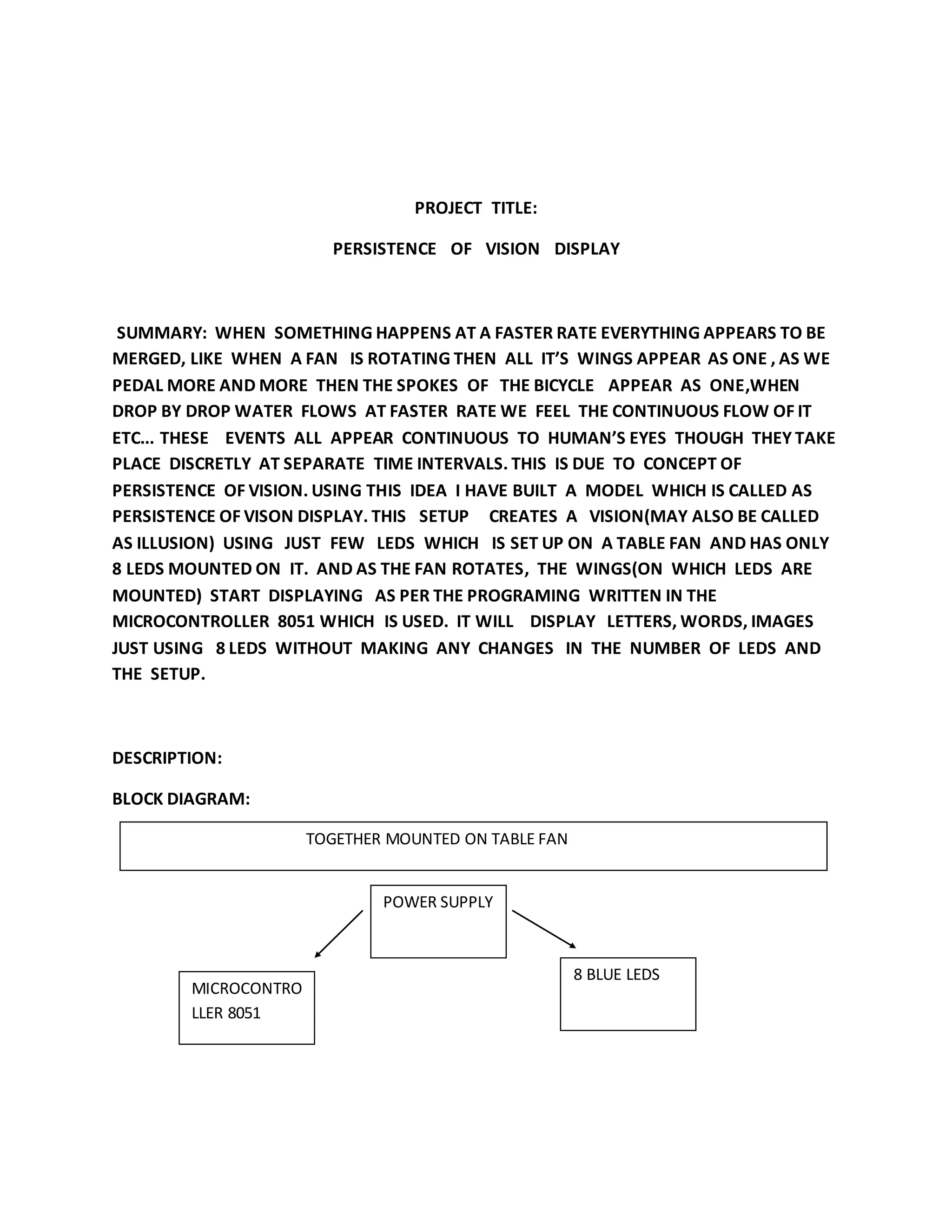 Pov display on table fan | DOCX