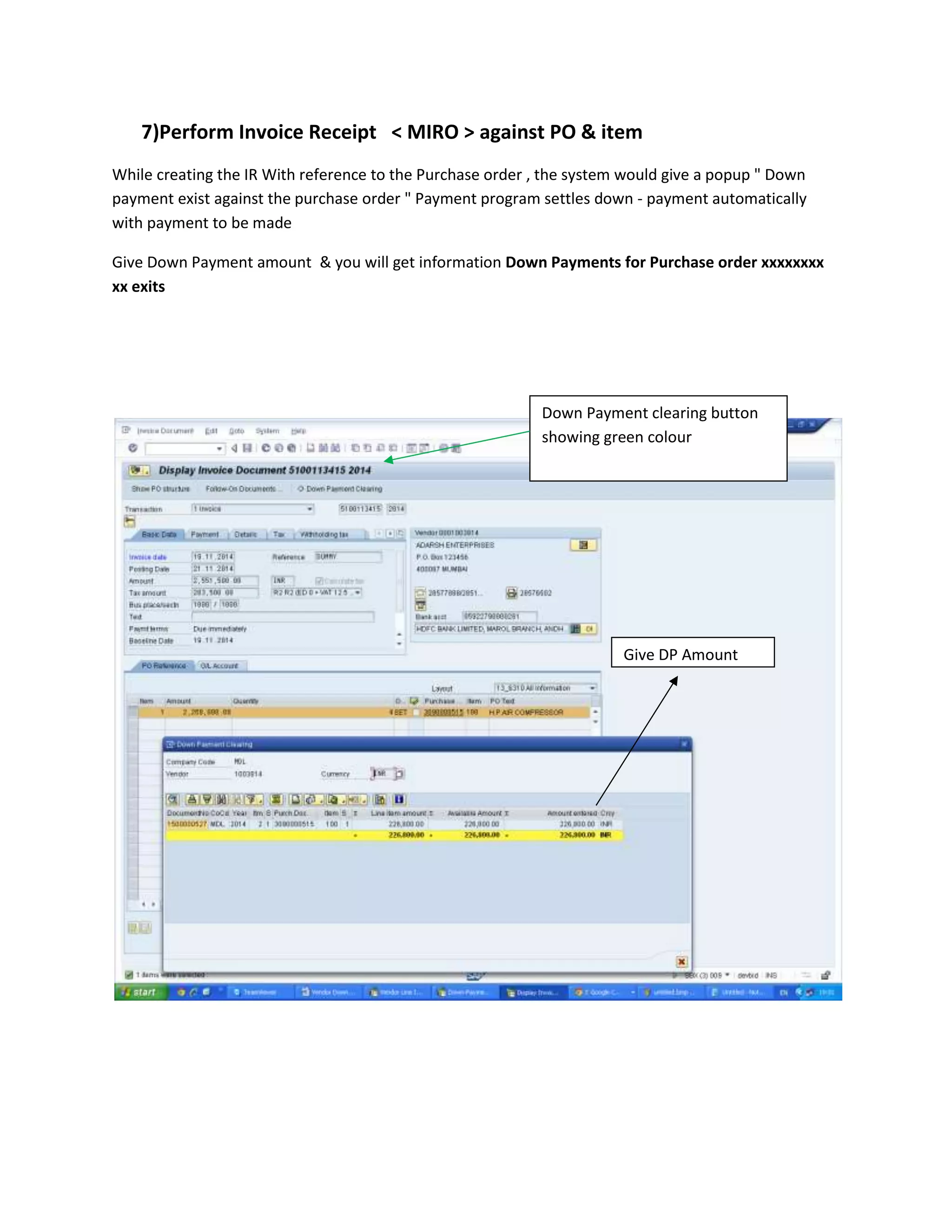 Po vendor down pay process SAP | PDF