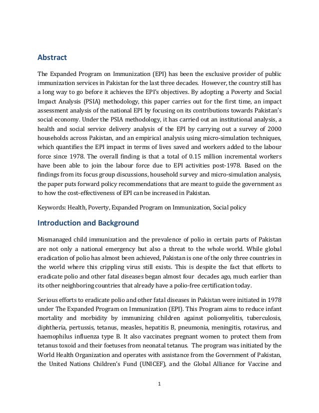 EXPANDED PROGRAM ON IMMUNIZATION IN PAKISTAN