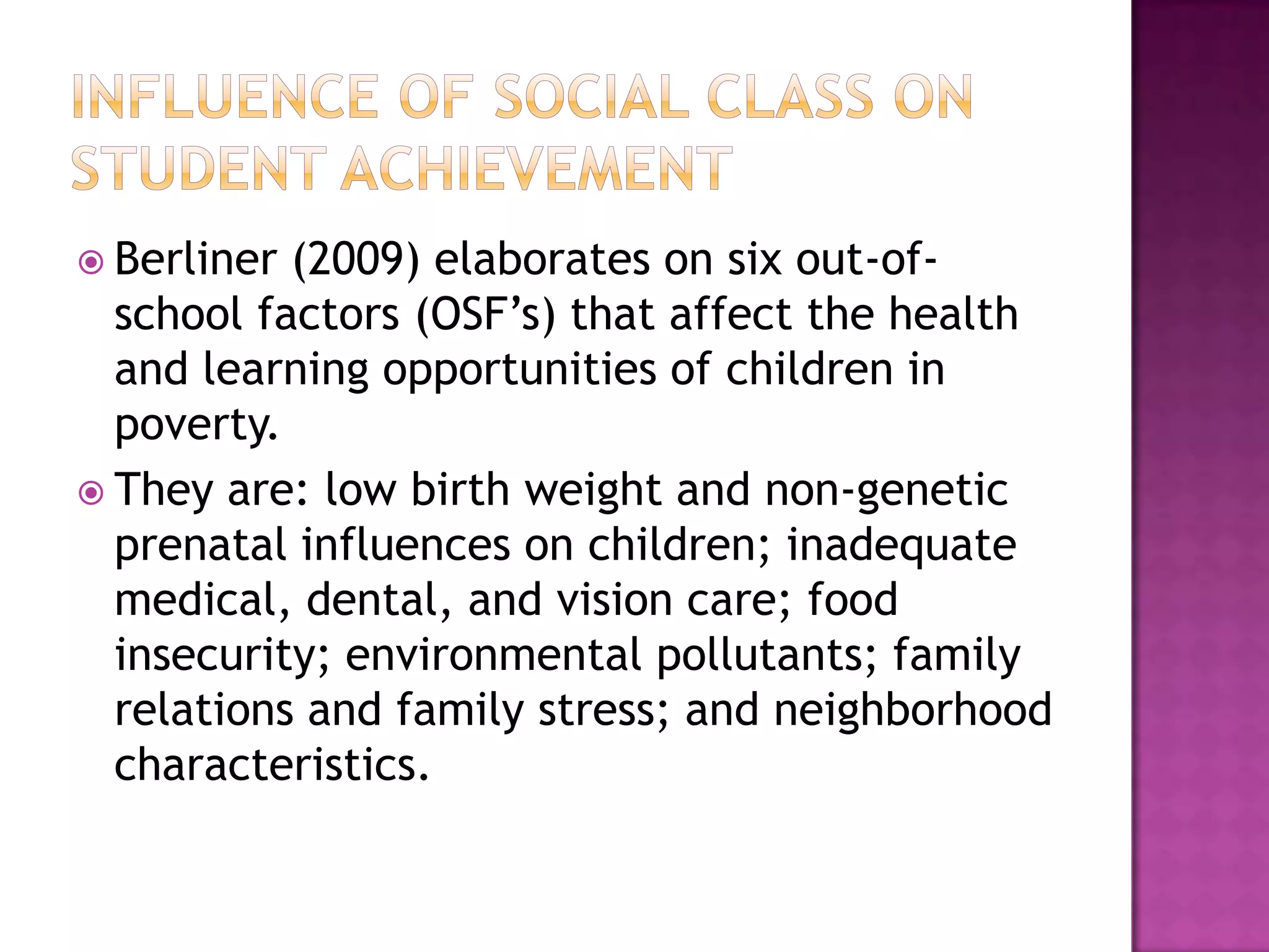 Poverty and student achievement | PPTX | Education