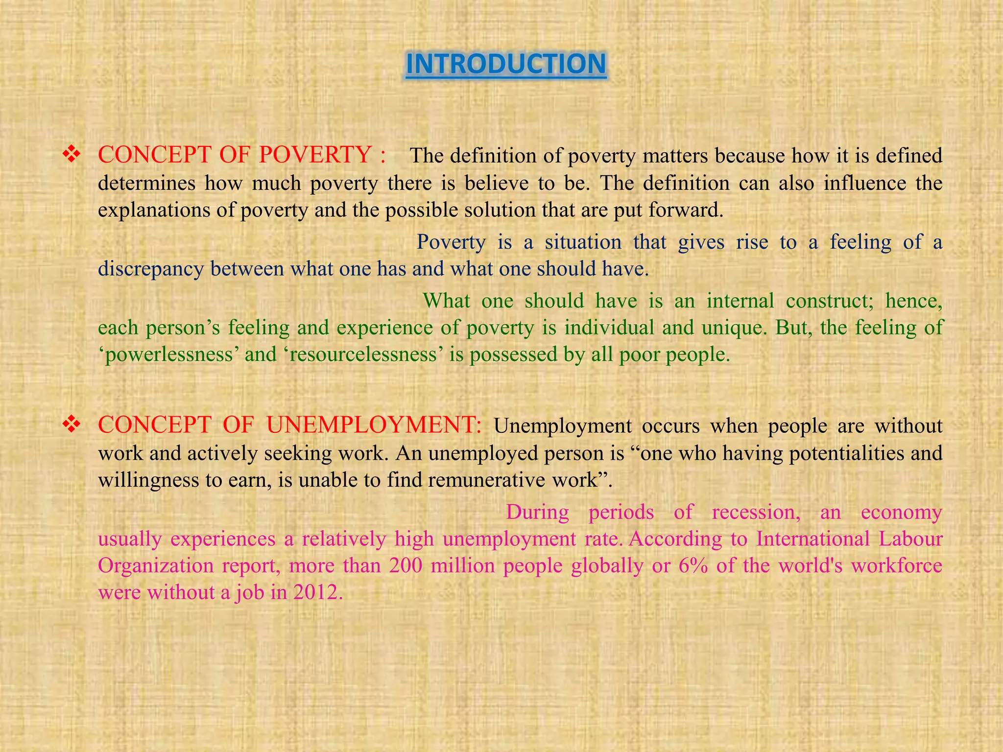 Poverty and unemployment in india by Abhishek Lahiry | PPTX