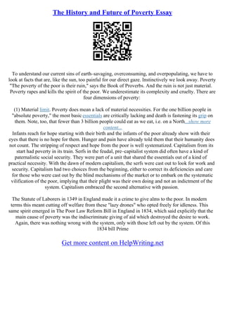 Poverty Essay | PDF