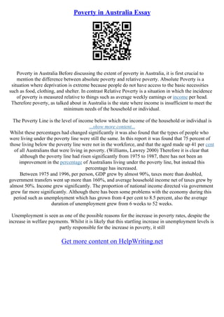 Poverty Essay Thesis | PDF