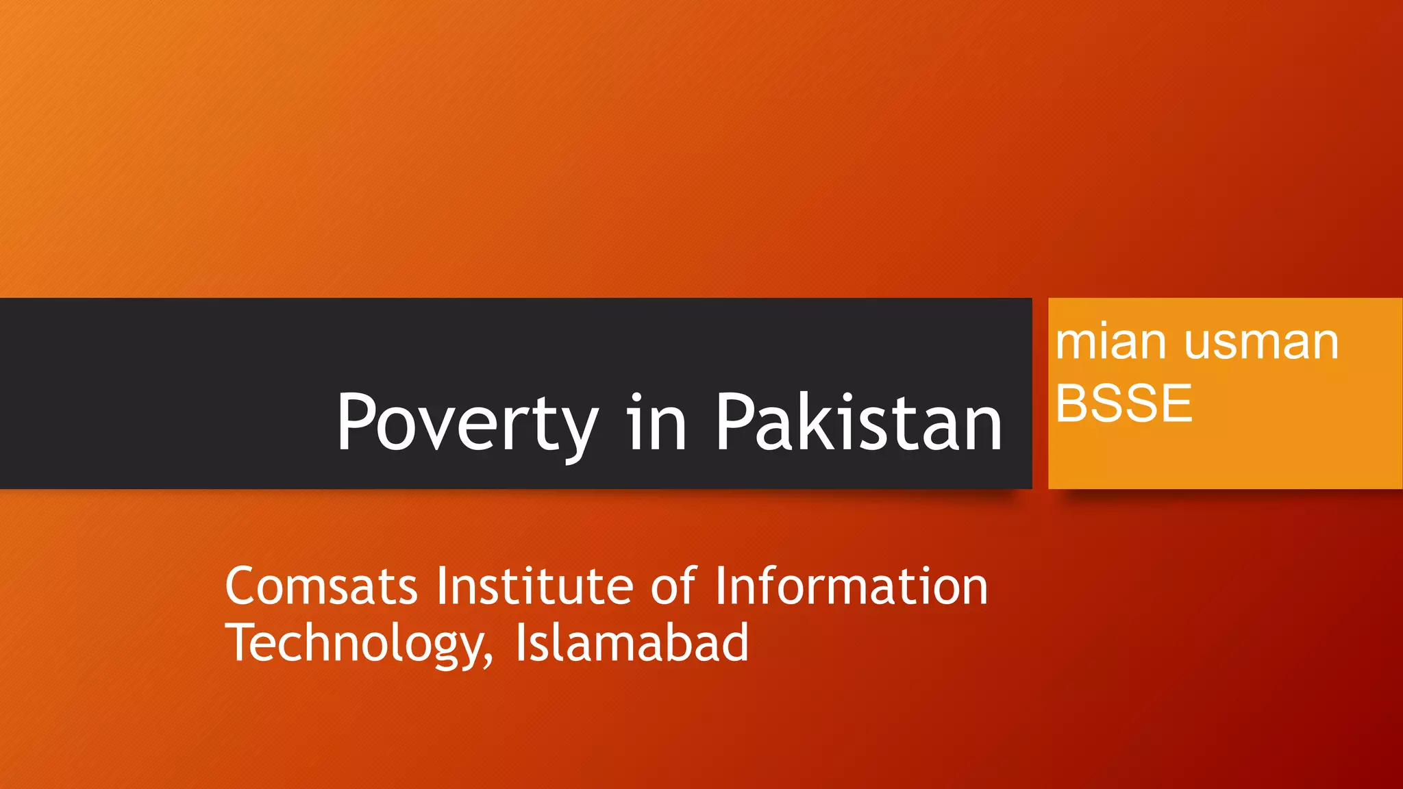 Poverty in Pakistan | PPTX