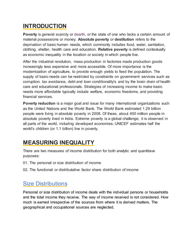 Poverty and measure of inequality | PDF