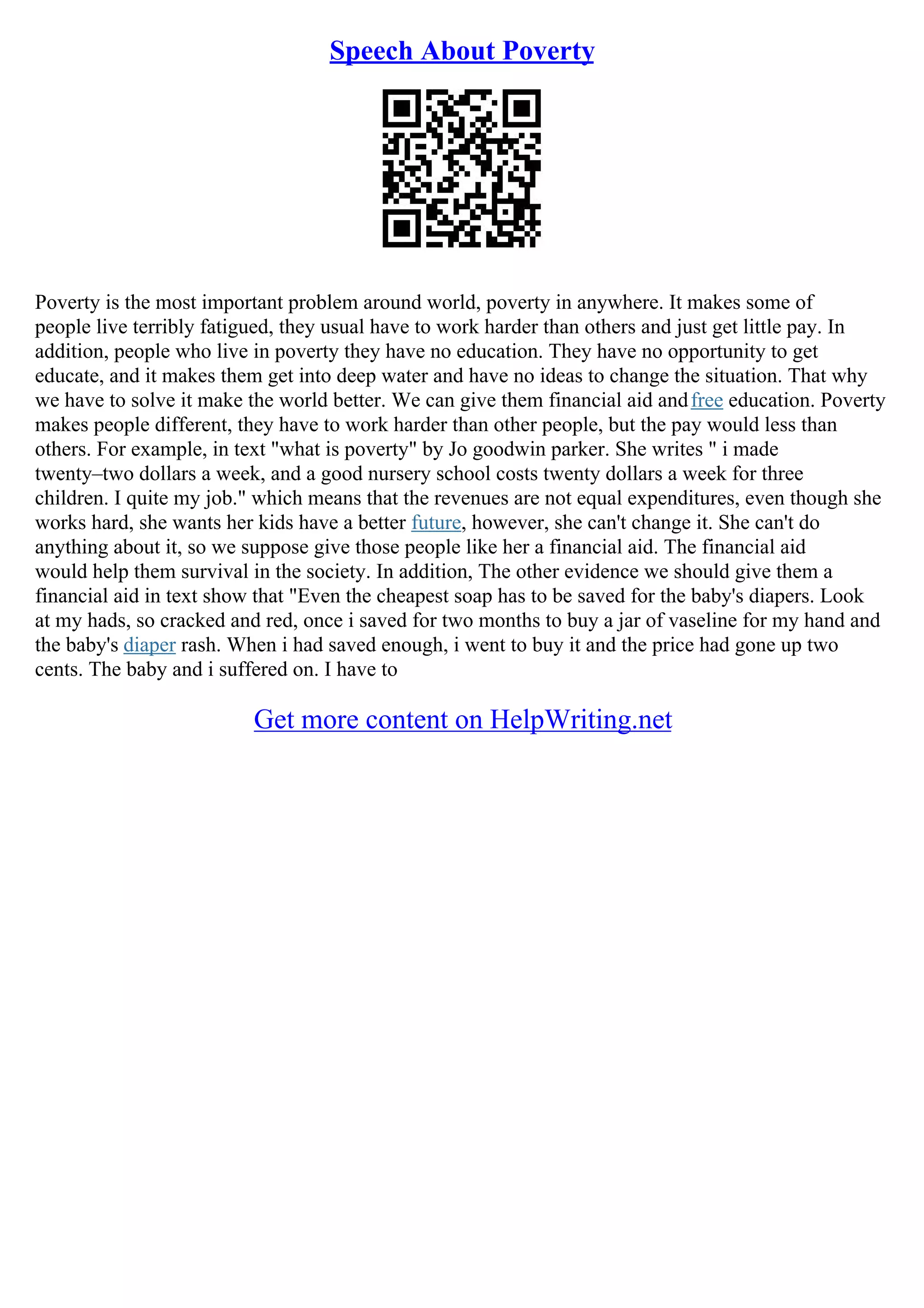 Poverty In The World Essay | PDF