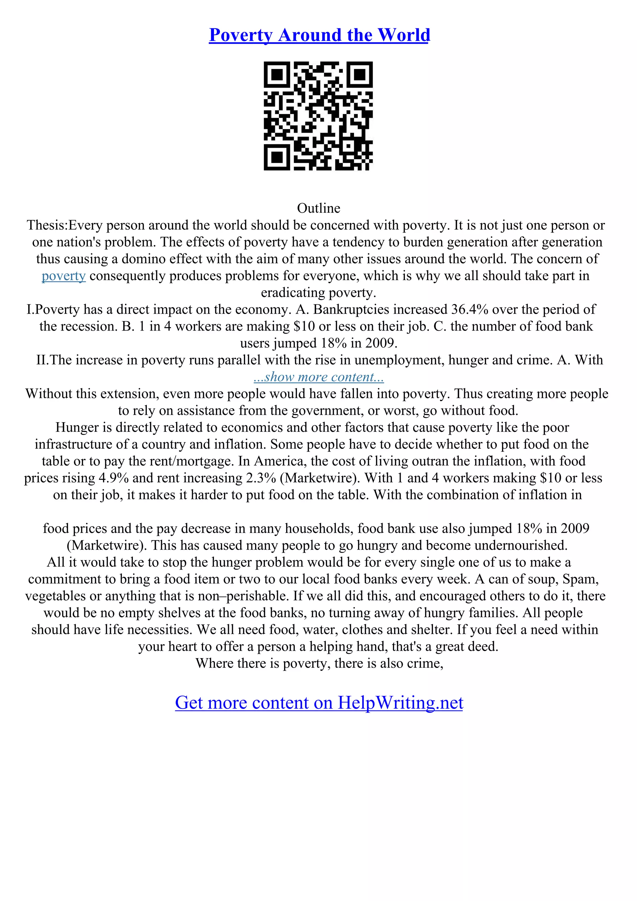 Poverty In The World Essay | PDF