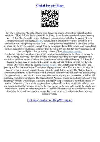 Poverty In The World Essay | PDF