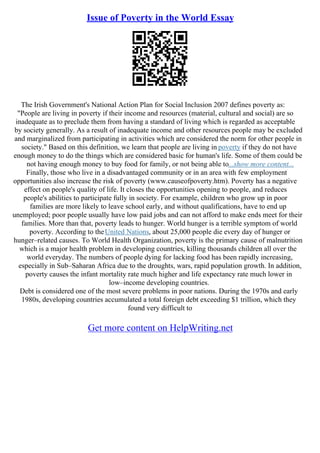 Poverty In The World Essay | PDF