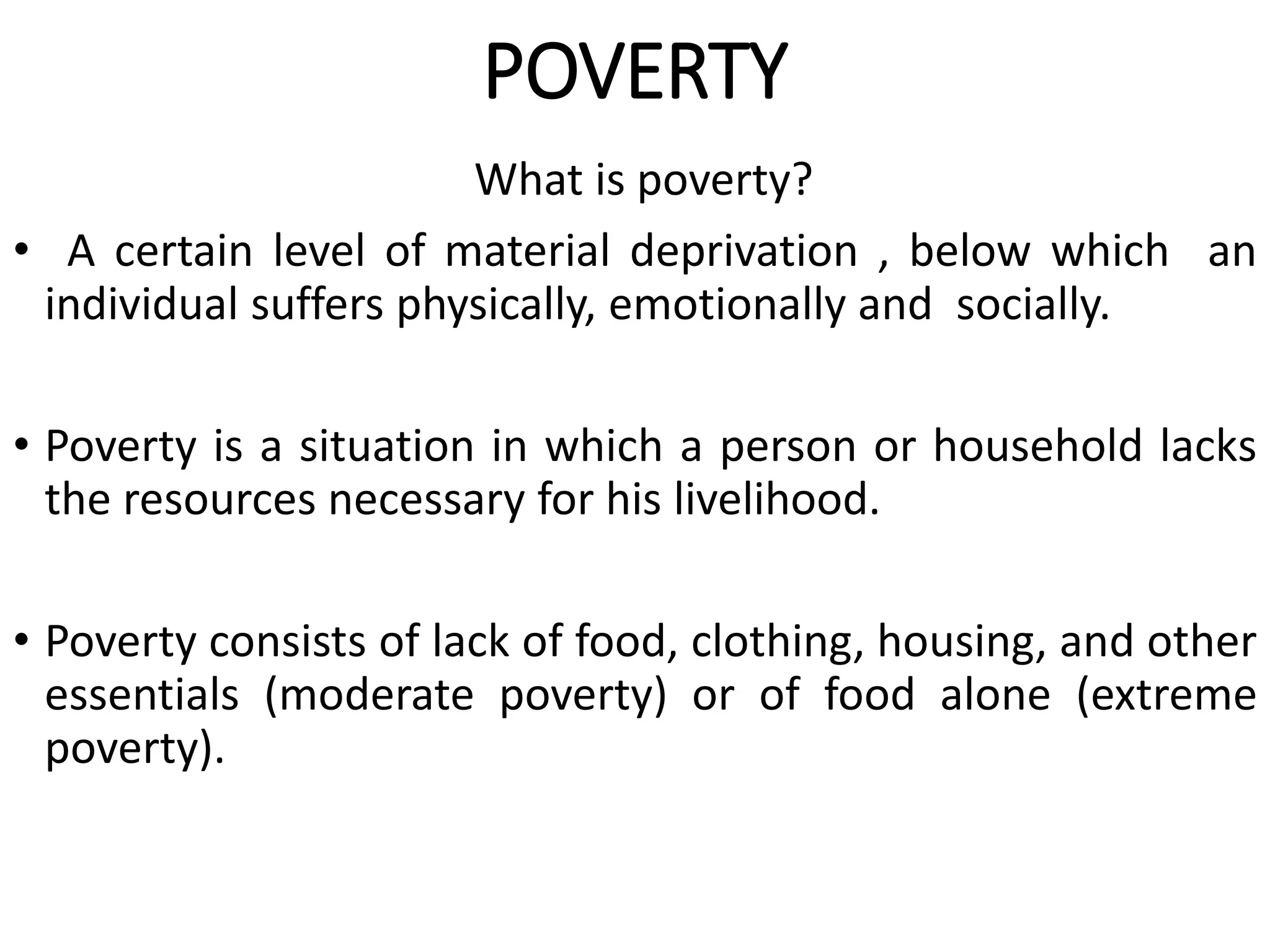 Poverty meaning types and measures by sahed khan | PPT