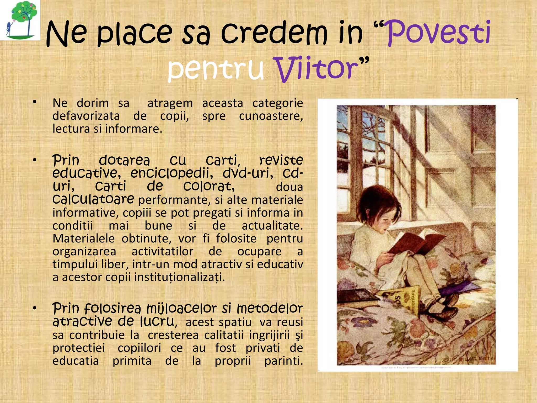 Povesti pt viitor ..refacut cu slide spatiu | PPT