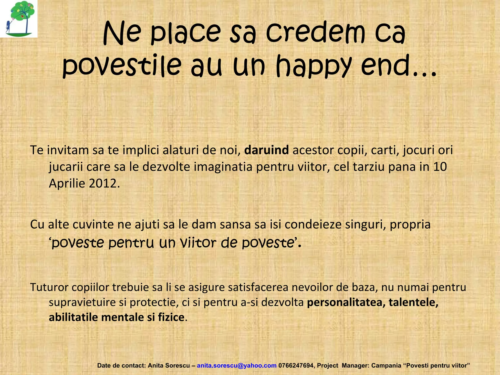Povesti pt viitor ..refacut cu slide spatiu | PPT