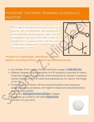 Povidone in the pharmaceutical industry uses (PVP) | PDF