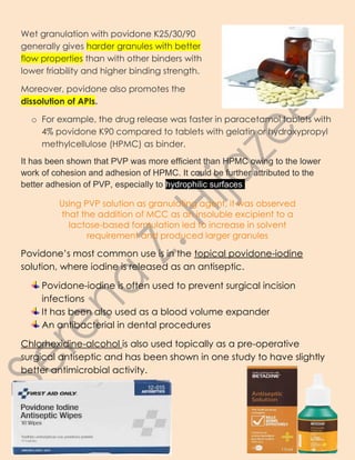 Povidone in the pharmaceutical industry uses (PVP) | PDF