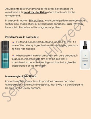 Povidone in the pharmaceutical industry uses (PVP) | PDF