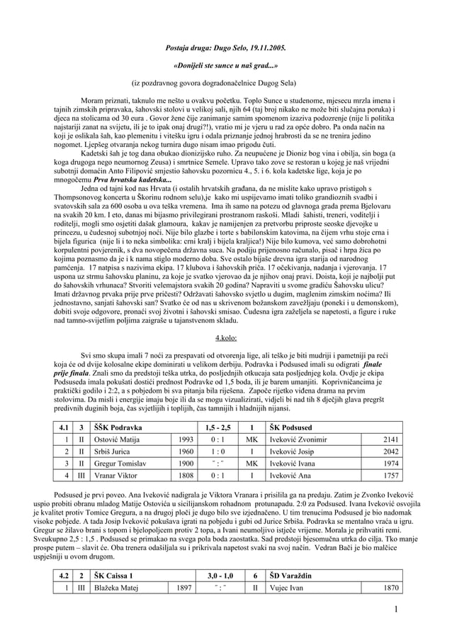 Povijesni bilten 1. kadetske lige 2. dio | PDF