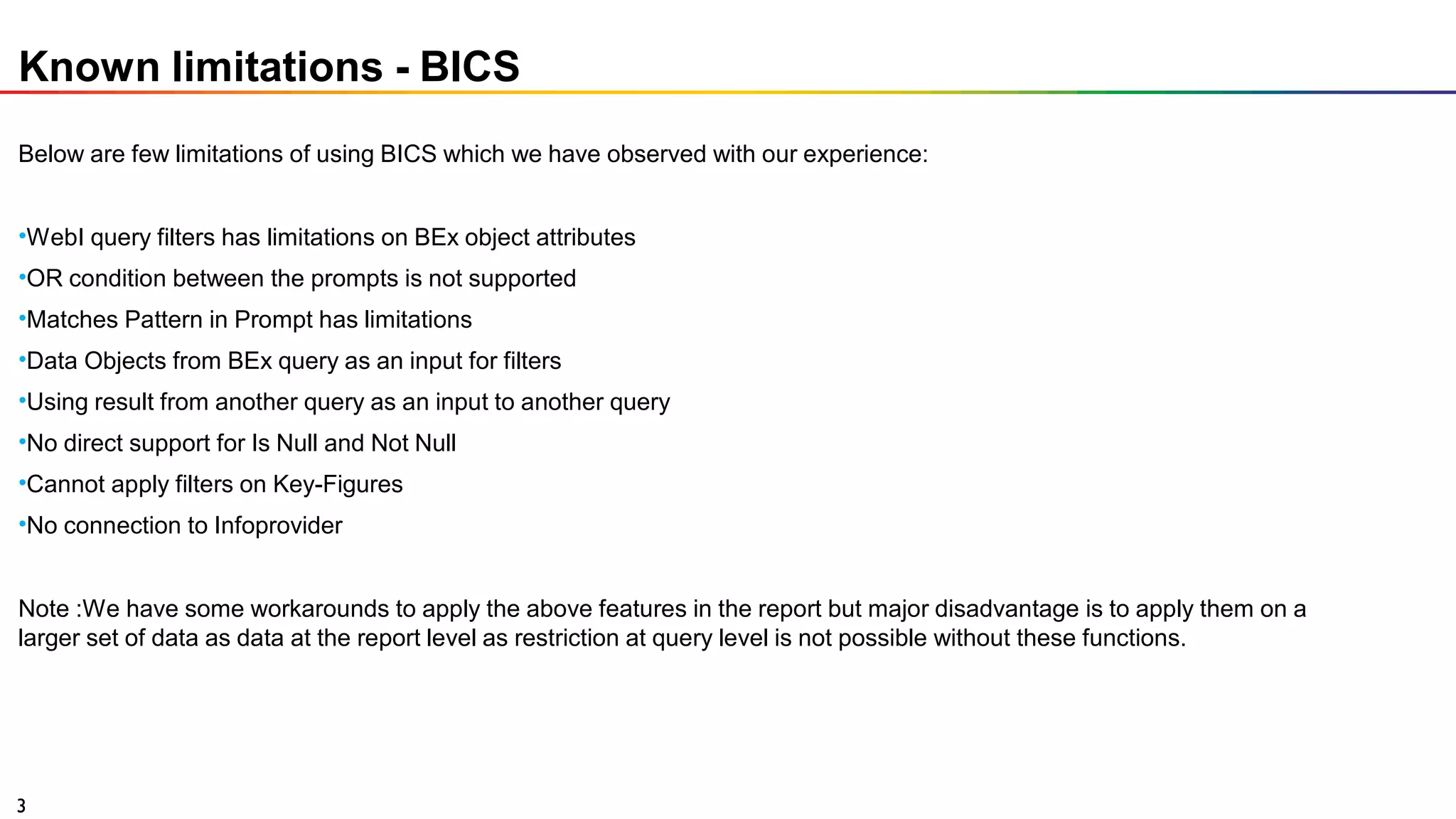 Point of View on BICS vs Universe | PPT