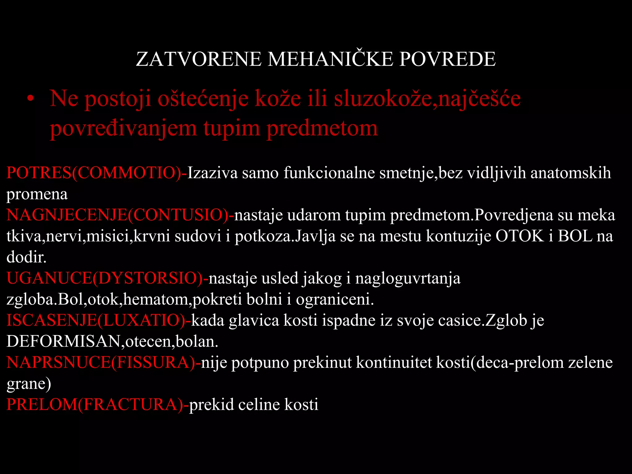 Povrede, mehanicke povrede | PPT