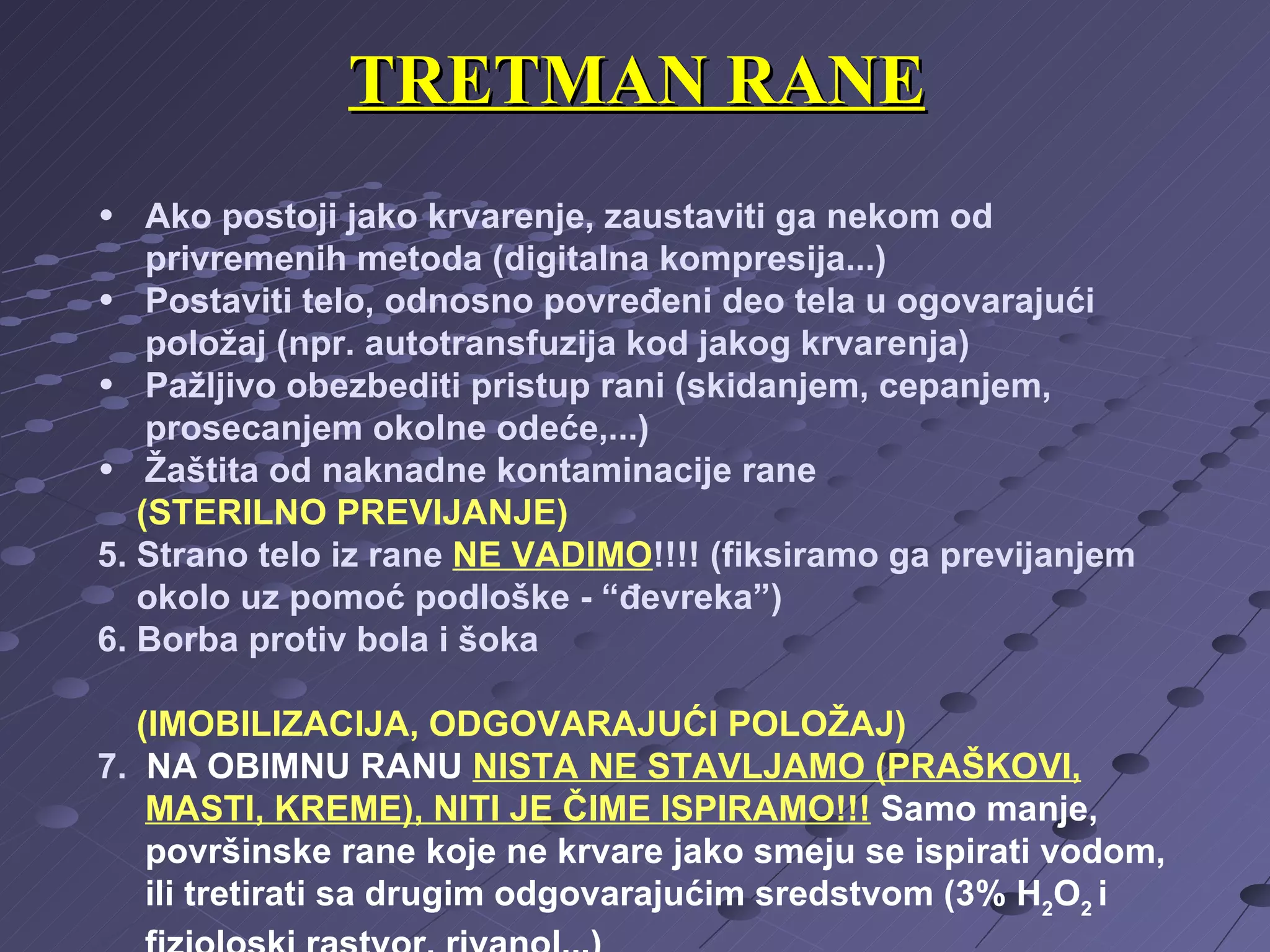 Povrede, previjanje, imobilizacija | PPT