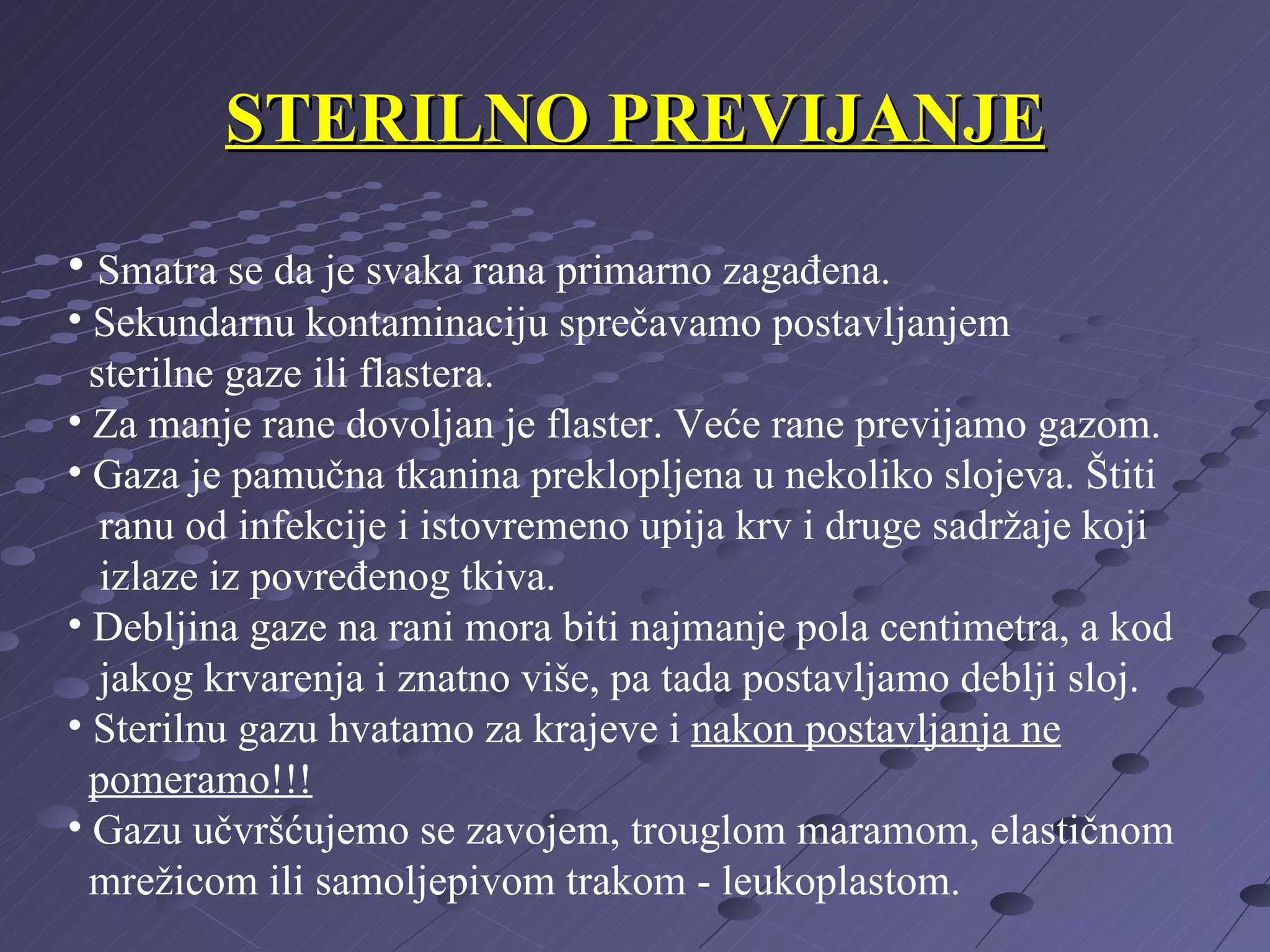 Povrede, previjanje, imobilizacija | PPT