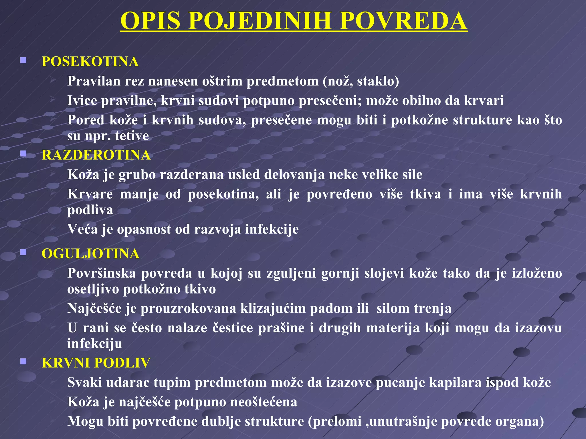 Povrede, previjanje, imobilizacija | PPT