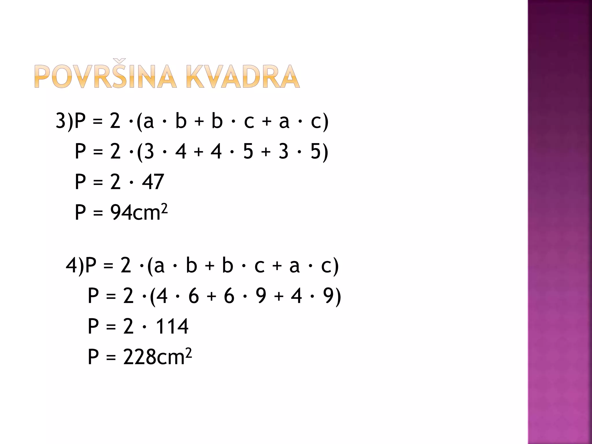 Površina kvadra i kocke | PPTX