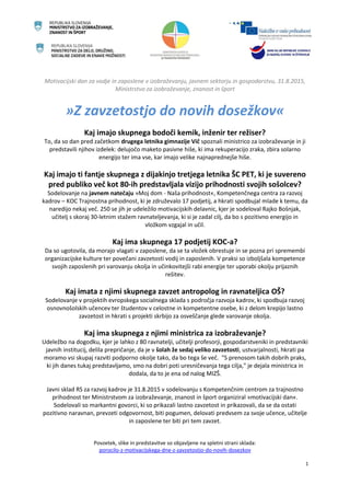 Povzetek z zavzetostjo do novih dosežkov mizs 31.8.15