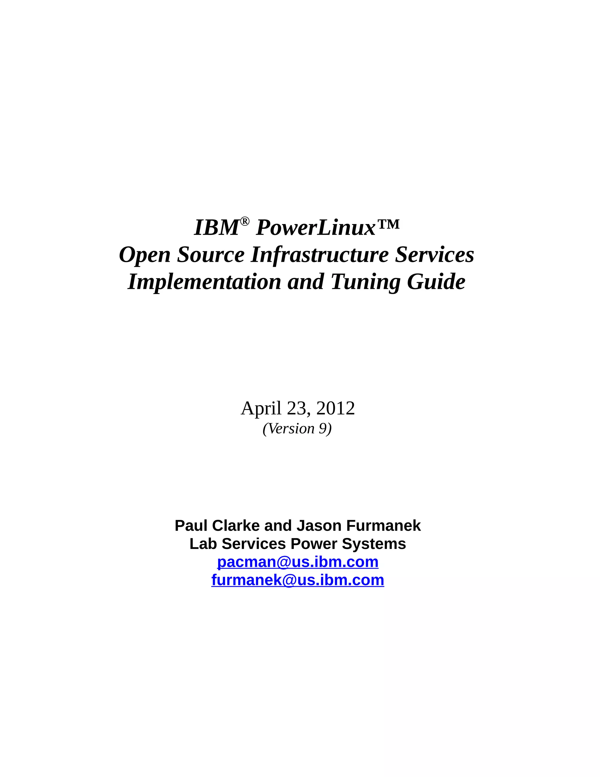 IBM PowerLinux Open Source Infrastructure Services Implementation and T… | PDF