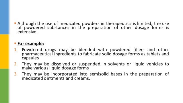 Powder - pharmaceutics