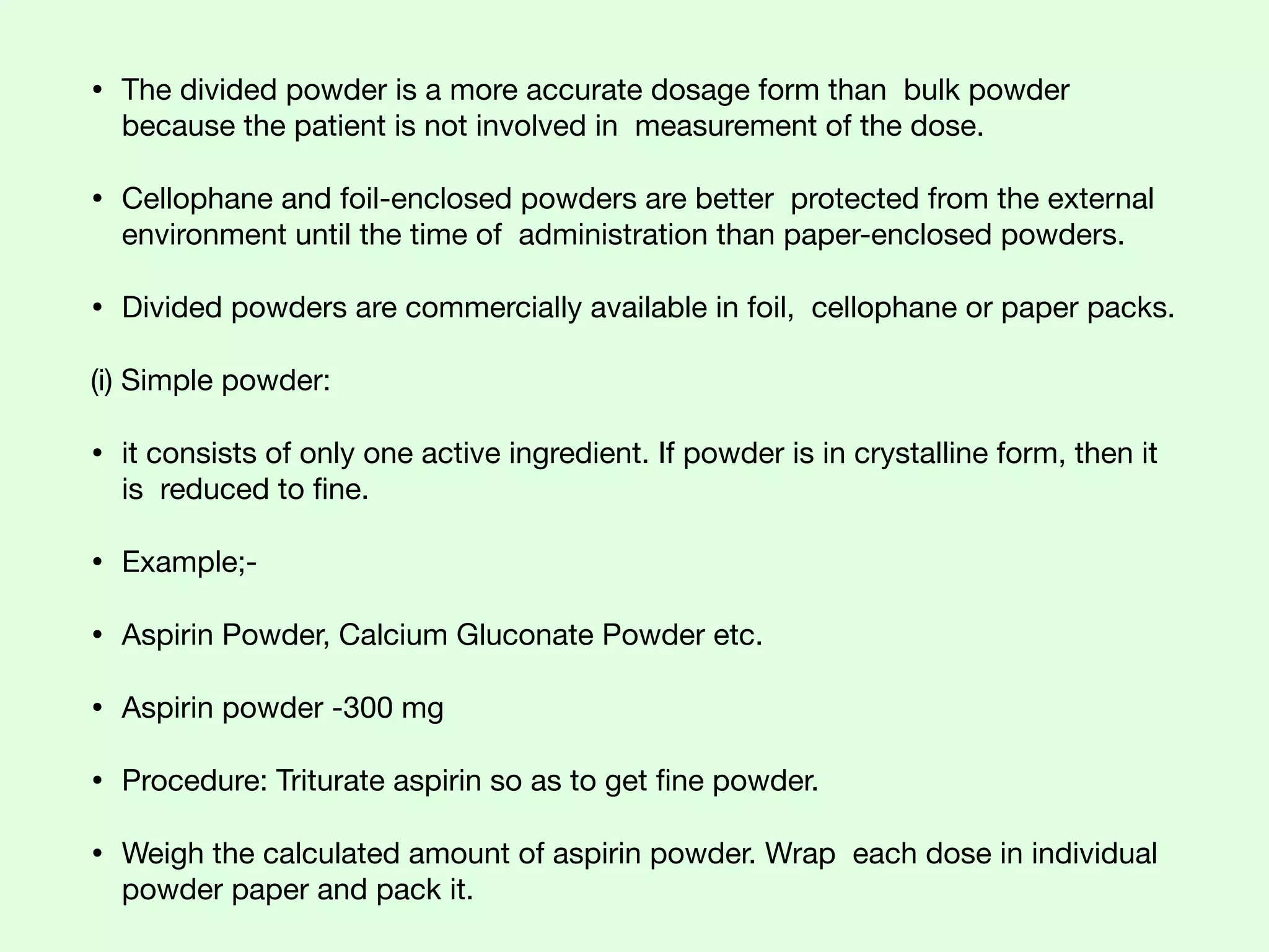 Powder dosage forms | PDF