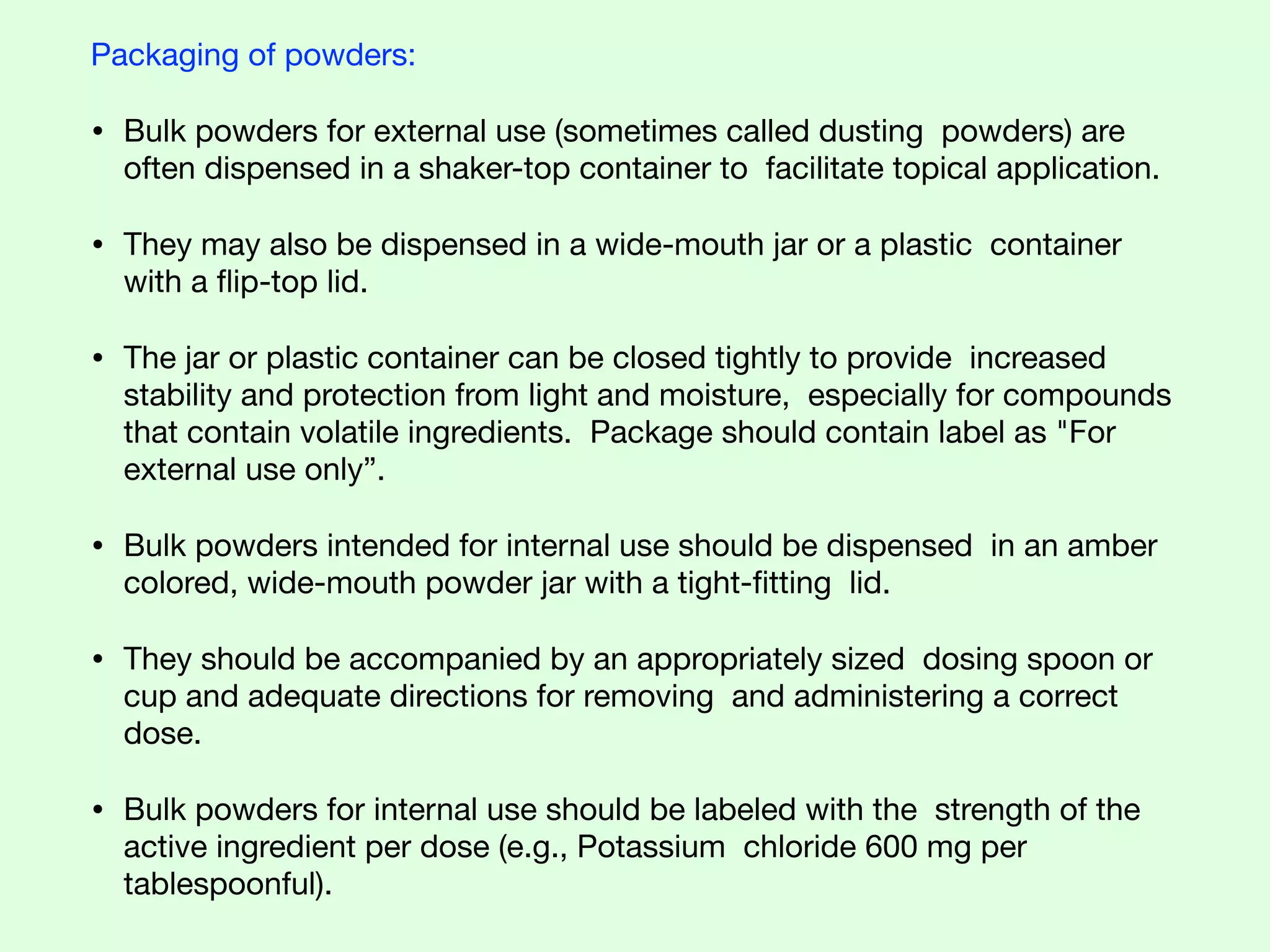 Powder dosage forms | PDF