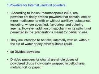 Powder dosage forms | PDF