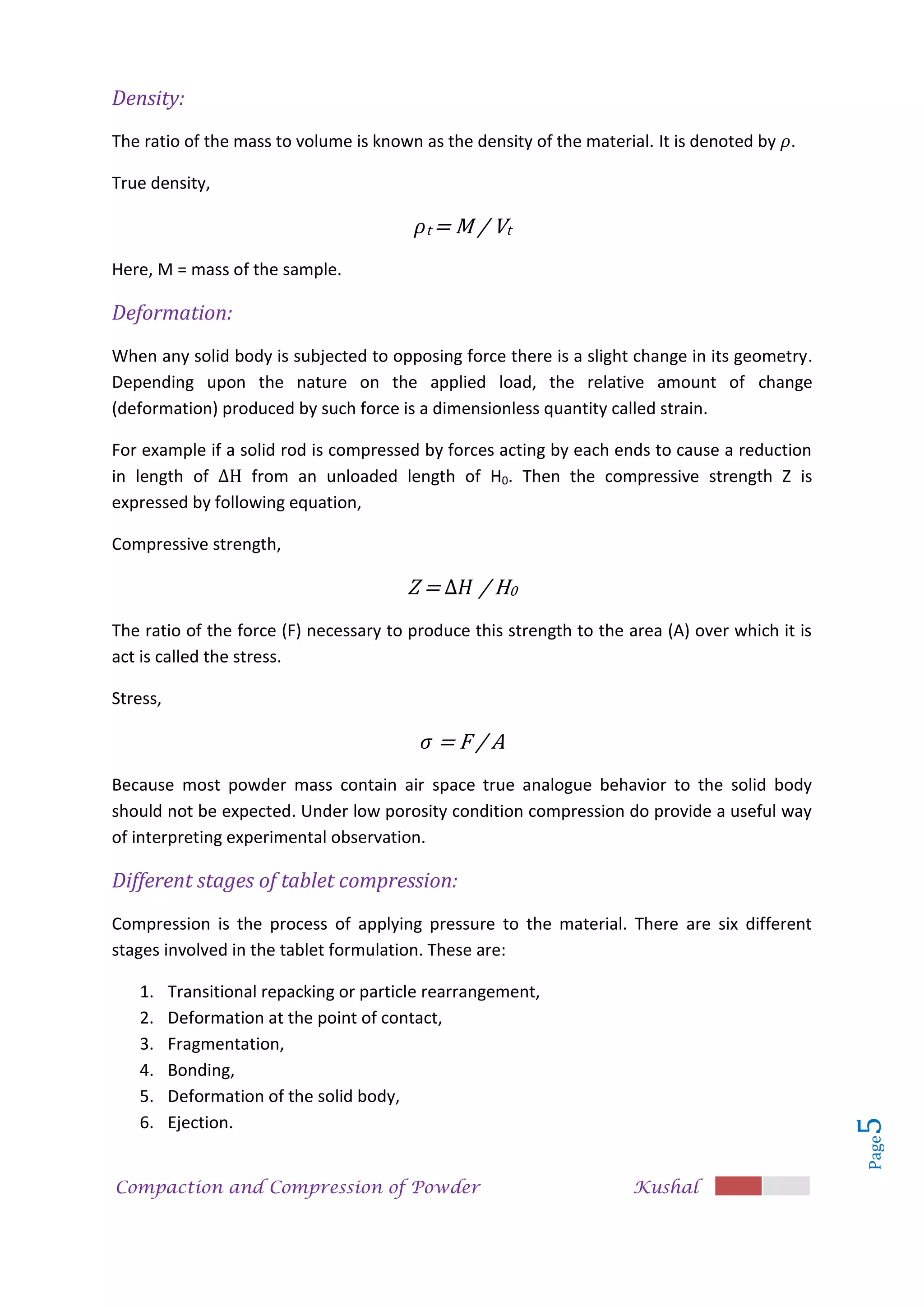 Compaction and compression of powder | PDF