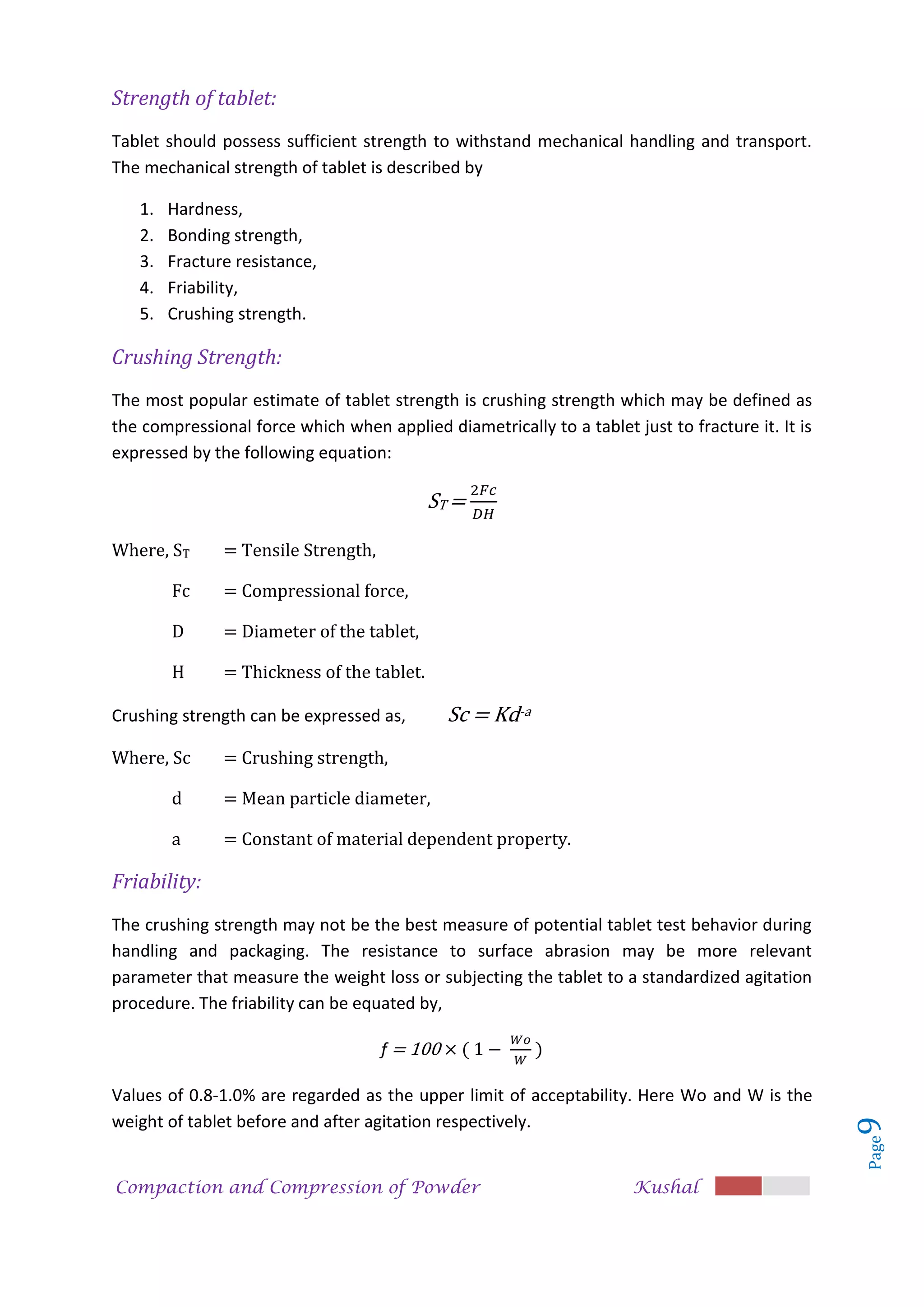 Compaction and compression of powder | PDF