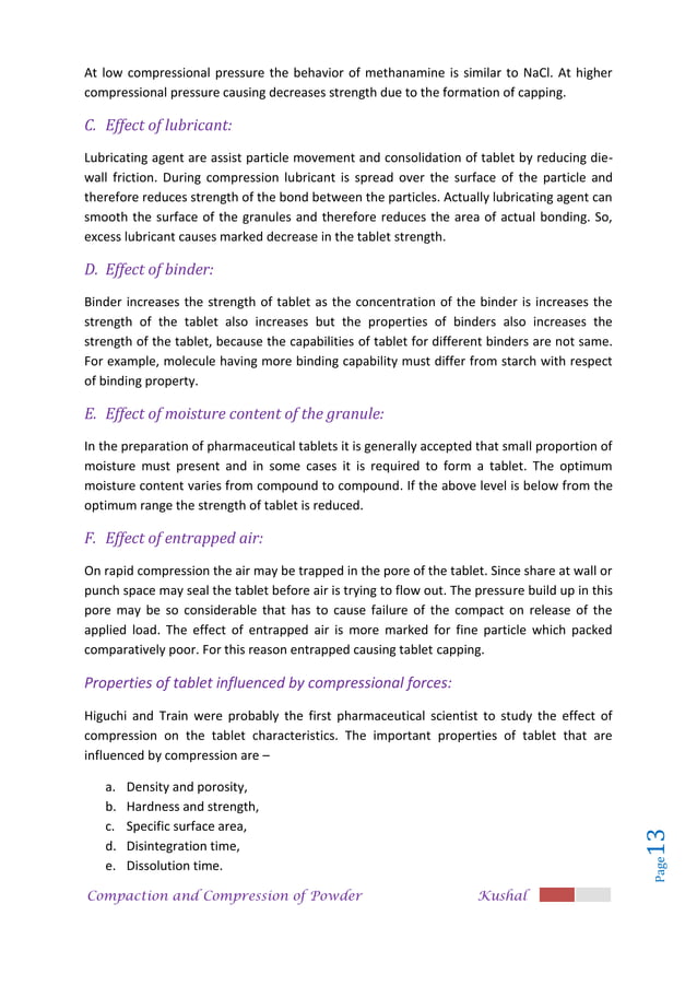 Compaction and compression of powder | PDF | Chemistry | Science