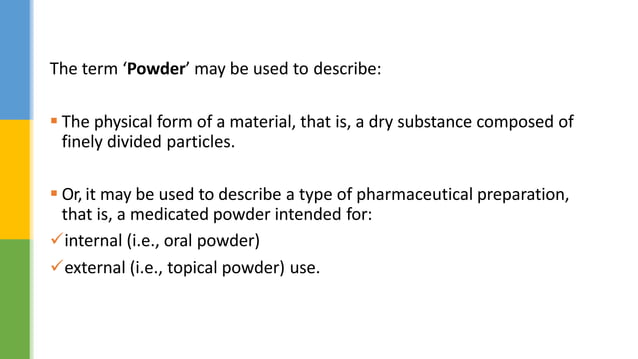 solid dosage forms, powders, pharmaceutical technology | PPTX