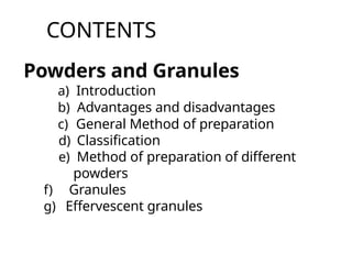 powder and granules for pharmacy students | PPTX