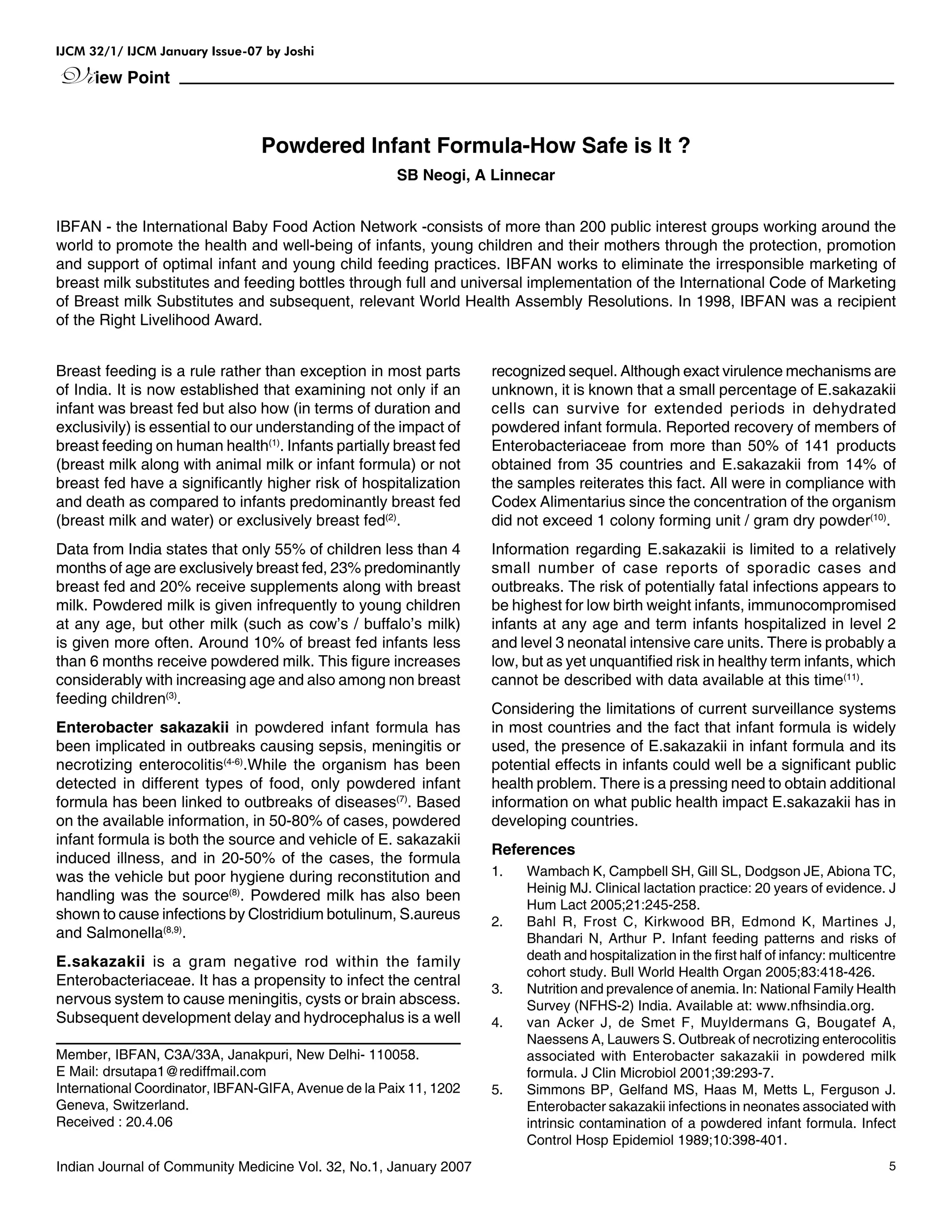 Powdered Infant Formula How Safe Is It | PDF